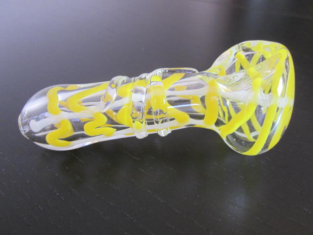 Fine golden yellow glass smoking pipe with free gift